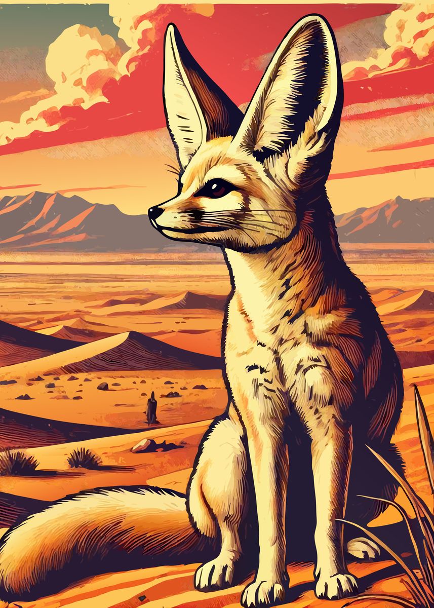'Fennec Fox in Desert' Poster, picture, metal print, paint by Ray ...