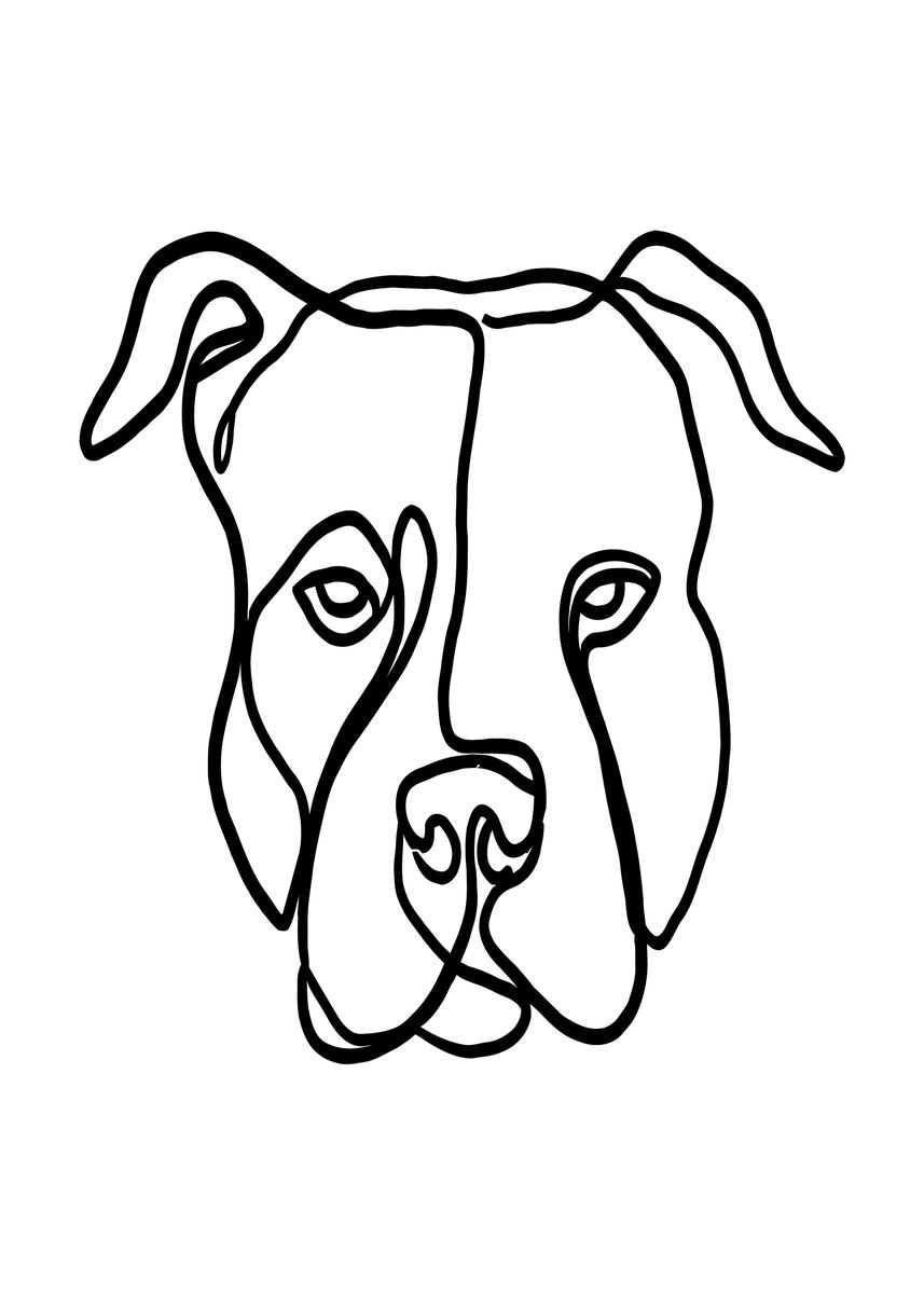 'Dog Line Art' Poster, picture, metal print, paint by Mindlines | Displate