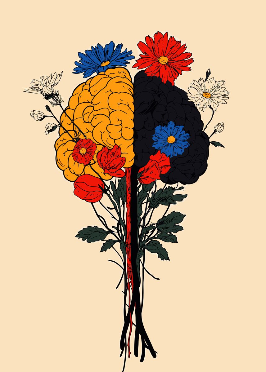 'Brain Flower Bouquet' Poster, picture, metal print, paint by Erzebet ...