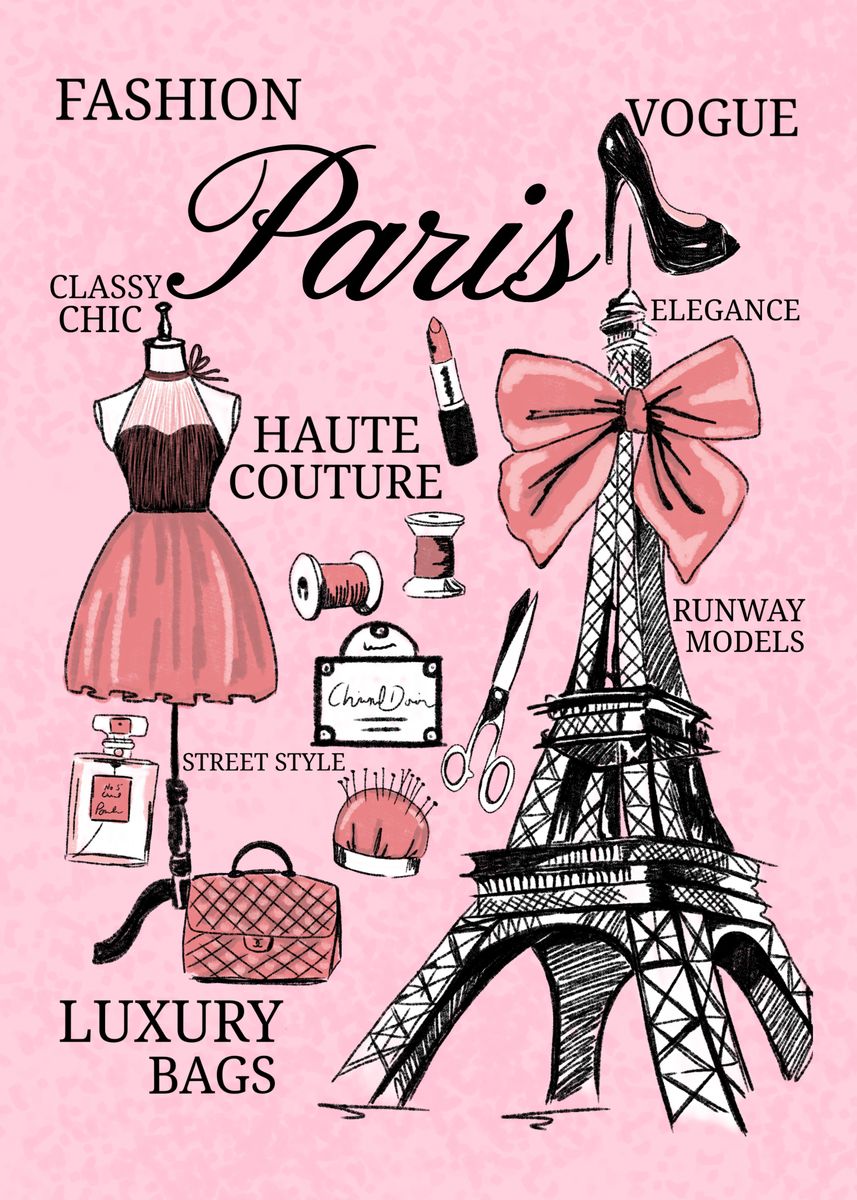 'Parisian Fashion Illustration' Poster, picture, metal print, paint by ...