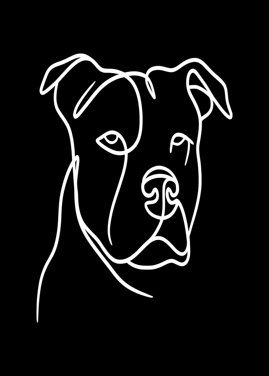 'Pitbull Line Art' Poster, picture, metal print, paint by Mindlines ...