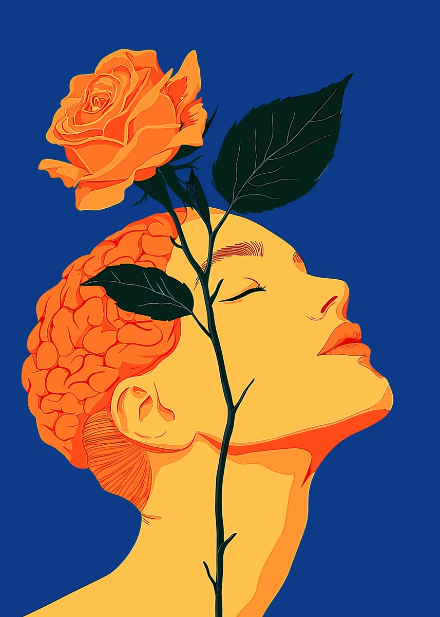 'Rose and Woman' Poster, picture, metal print, paint by Erzebet Prikel ...