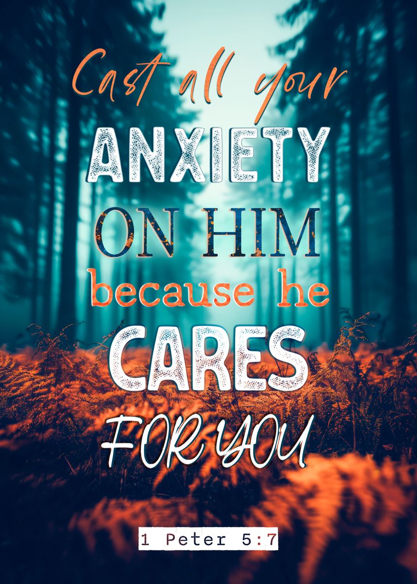 'Bible Verse - Cast Your Anxiety' Poster, picture, metal print, paint ...