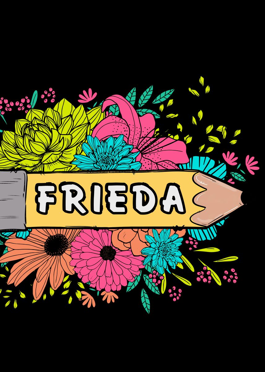 'Frieda Floral Name Art' Poster, picture, metal print, paint by René ...