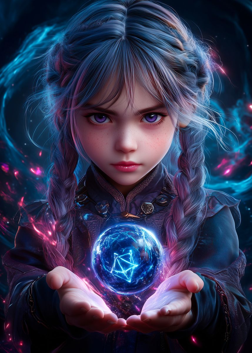 'Anime Girl with Magic Orb' Poster, picture, metal print, paint by ...
