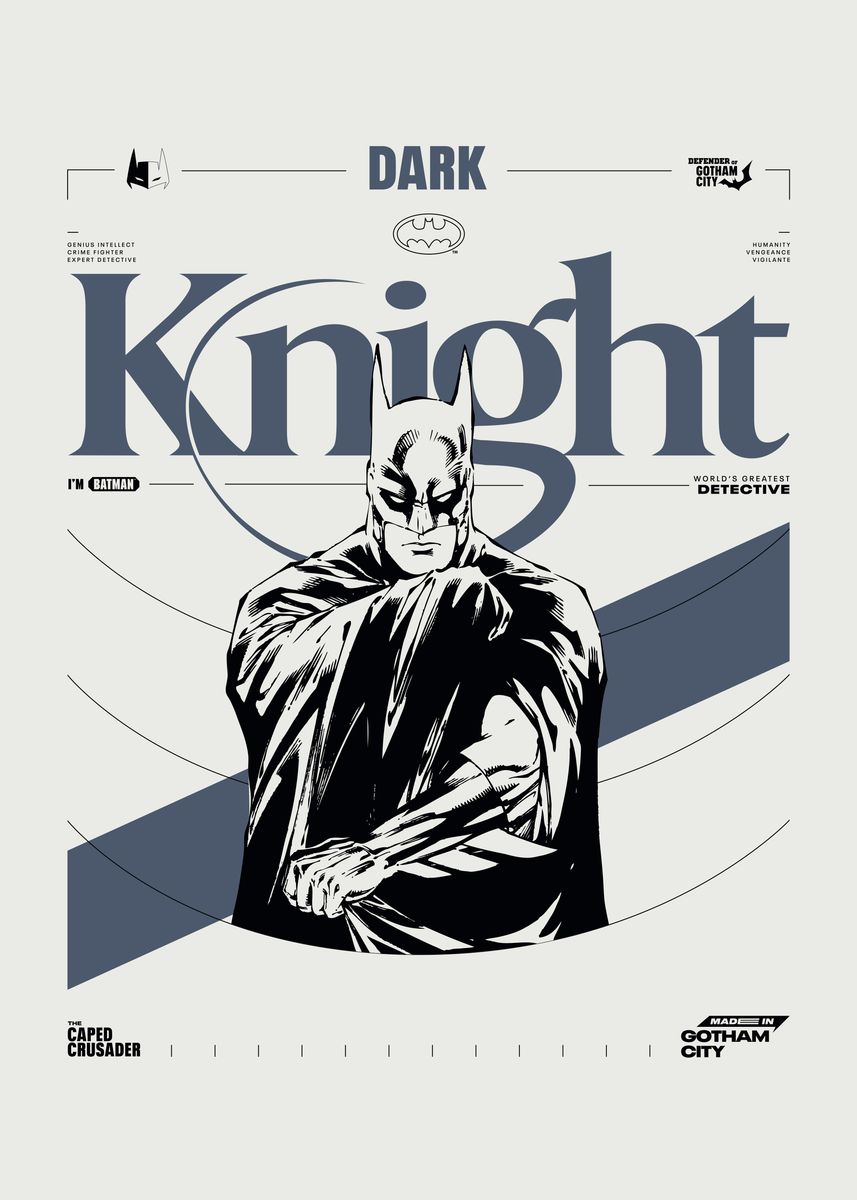 'Dark Knight' Poster, picture, metal print, paint by DC Comics | Displate