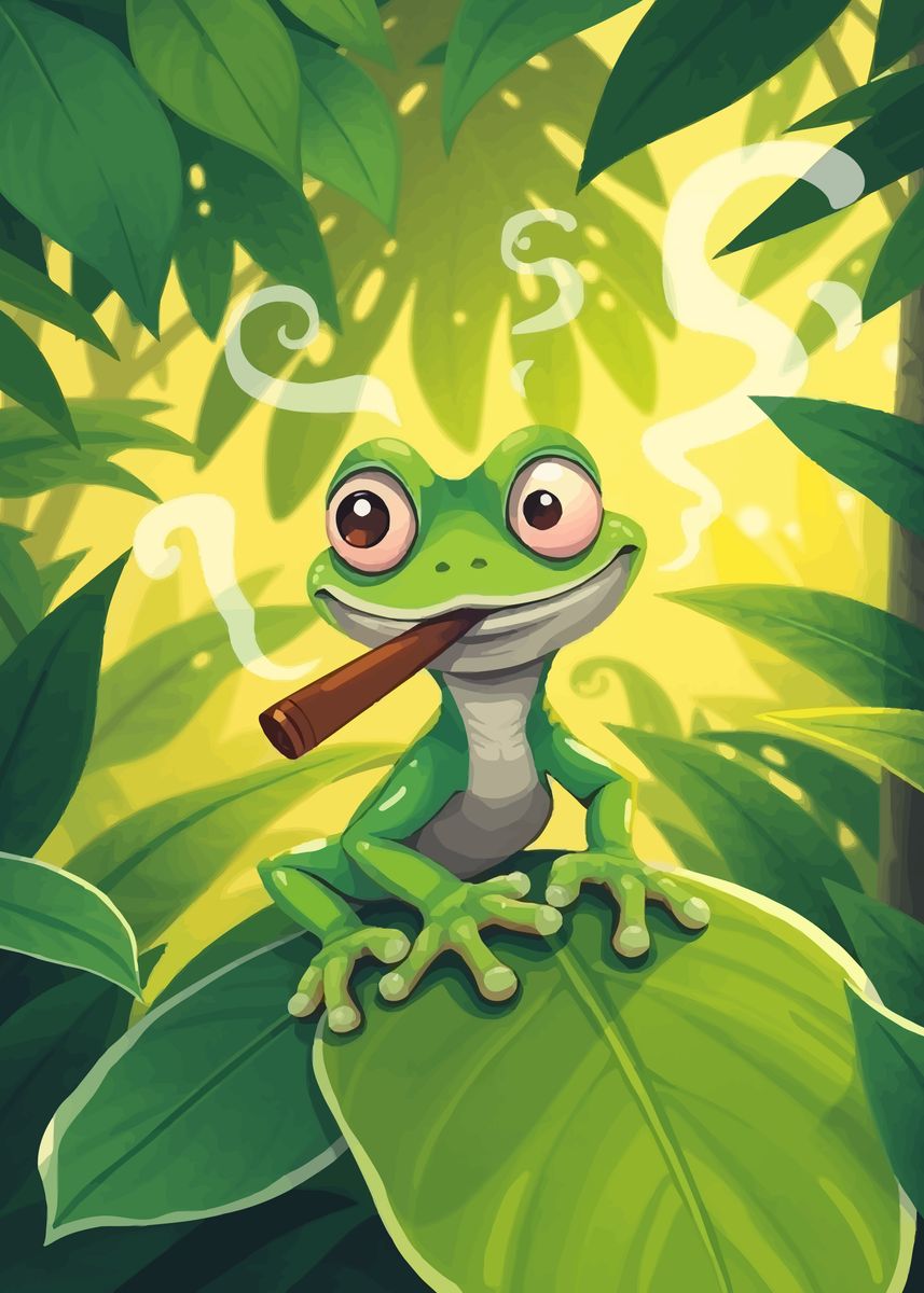 'Chill Gecko with Cigar' Poster, picture, metal print, paint by DUMBROS ...
