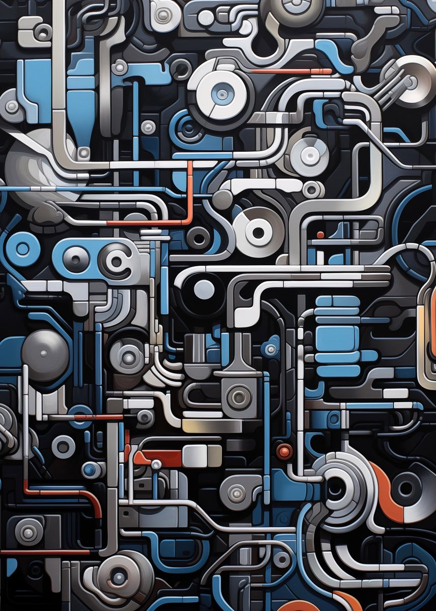 'Abstract system mechanism' Poster, picture, metal print, paint by ...