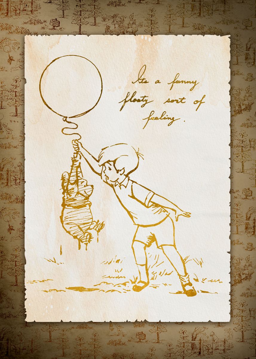 'Pooh Christopher Balloon' Poster, picture, metal print, paint by ...