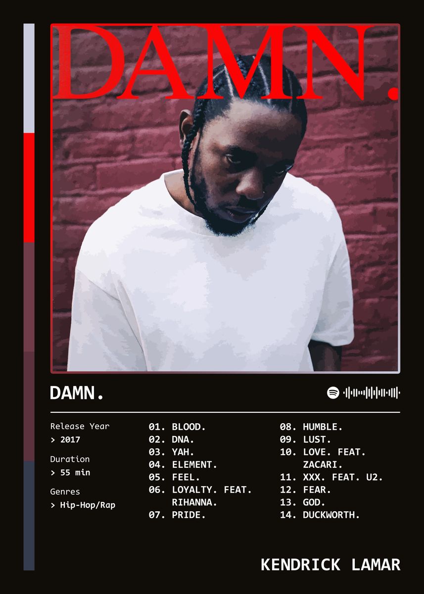 'DAMN. (2017) Album by Kendrick Lamar' Poster, picture, metal print ...