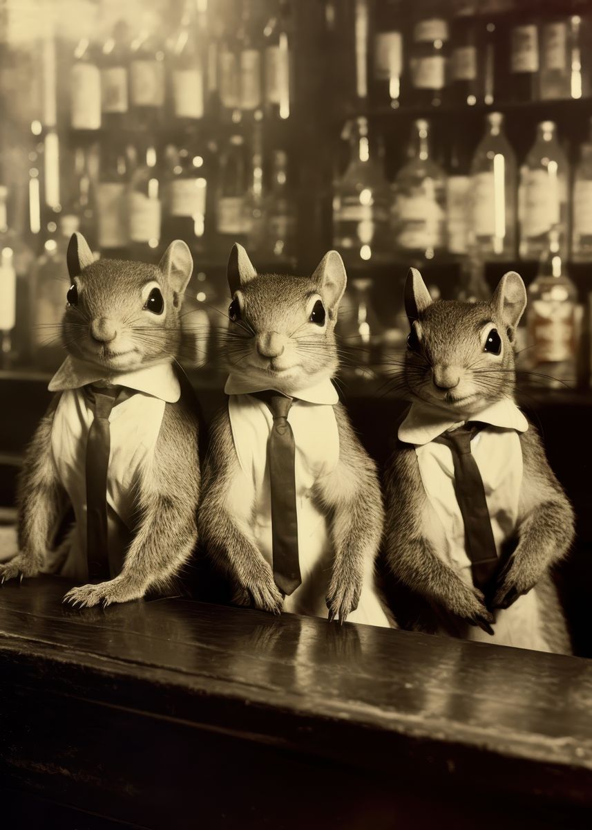 'Squirrels Bar 1920' Poster, picture, metal print, paint by ...