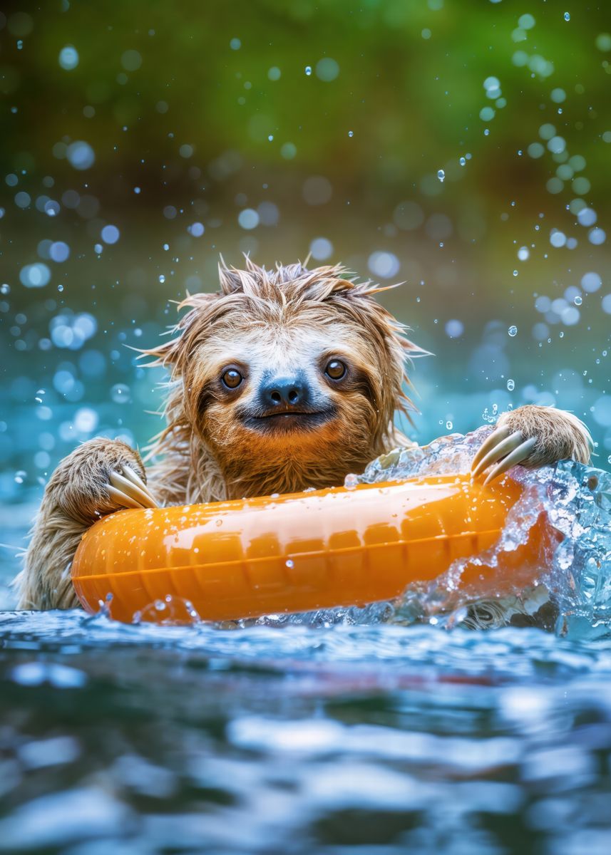 'Funny animal: Sloth having a bath - perfect for a kids room or ...