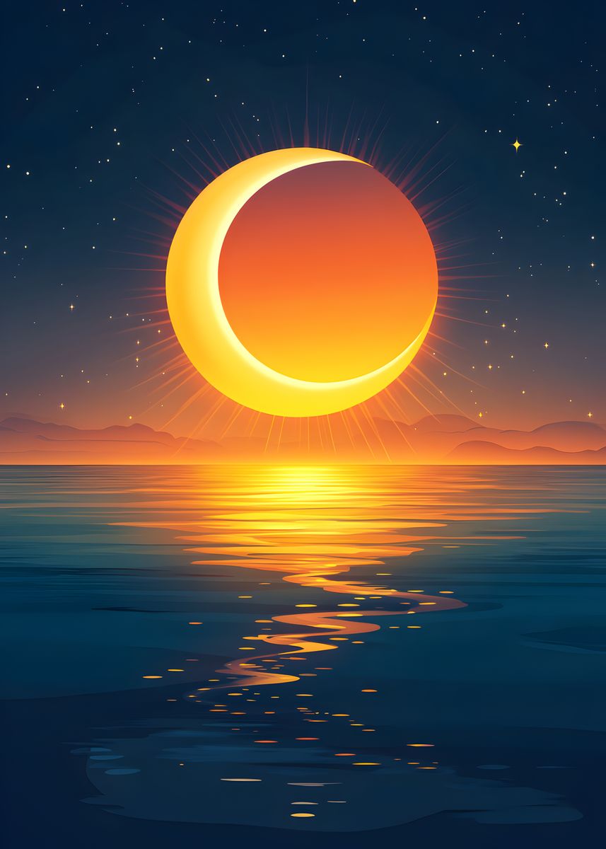 'Solar Eclipse Sunset' Poster, picture, metal print, paint by youness ...