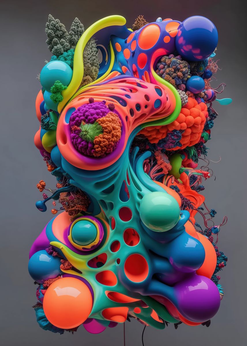 'Chromatic Reef Bloom' Poster, picture, metal print, paint by ...