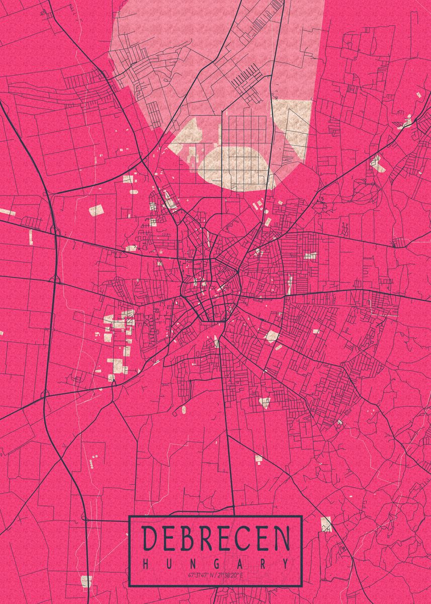 'Debrecen City Map Hungar Blossom' Poster, picture, metal print, paint ...
