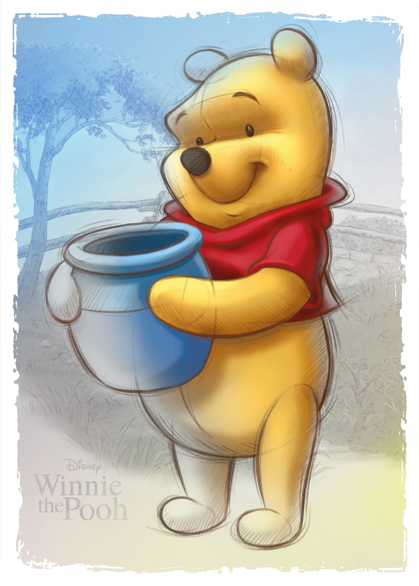 'Winnie the Pooh Sketch' Poster, picture, metal print, paint by Disney ...