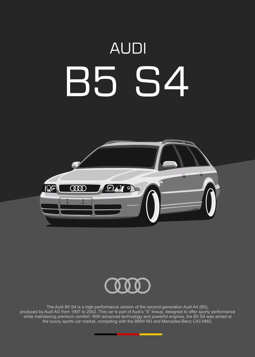 'Audi B5 S4 ' Poster, picture, metal print, paint by Muezzahero | Displate