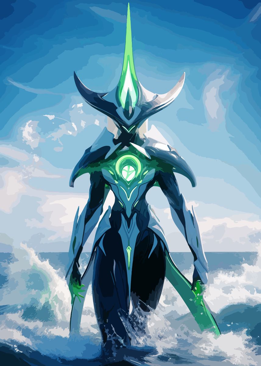 'Green & Blue Warframe' Poster, picture, metal print, paint by ...