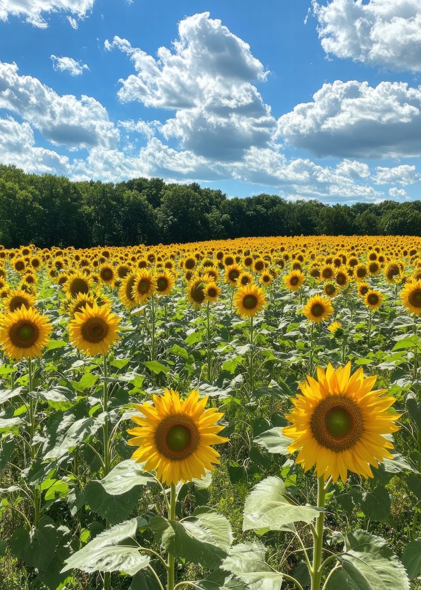 'Sunflowers Field' Poster, picture, metal print, paint by XVKE | Displate