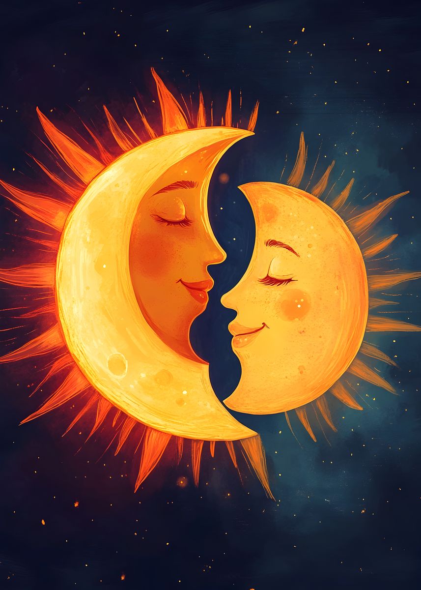'Sun and Moon Kiss' Poster, picture, metal print, paint by youness ...