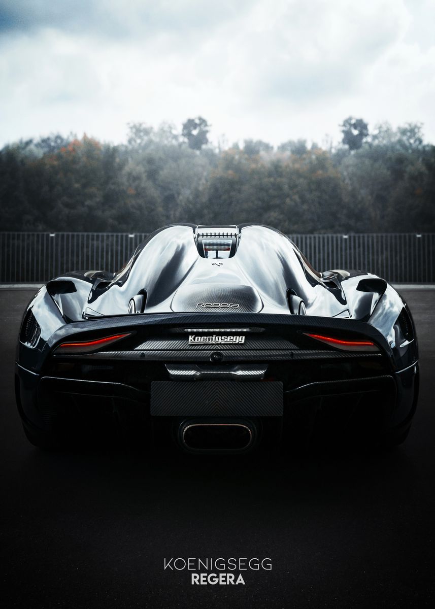 'Koenigsegg Regera Rear View' Poster, picture, metal print, paint by ...