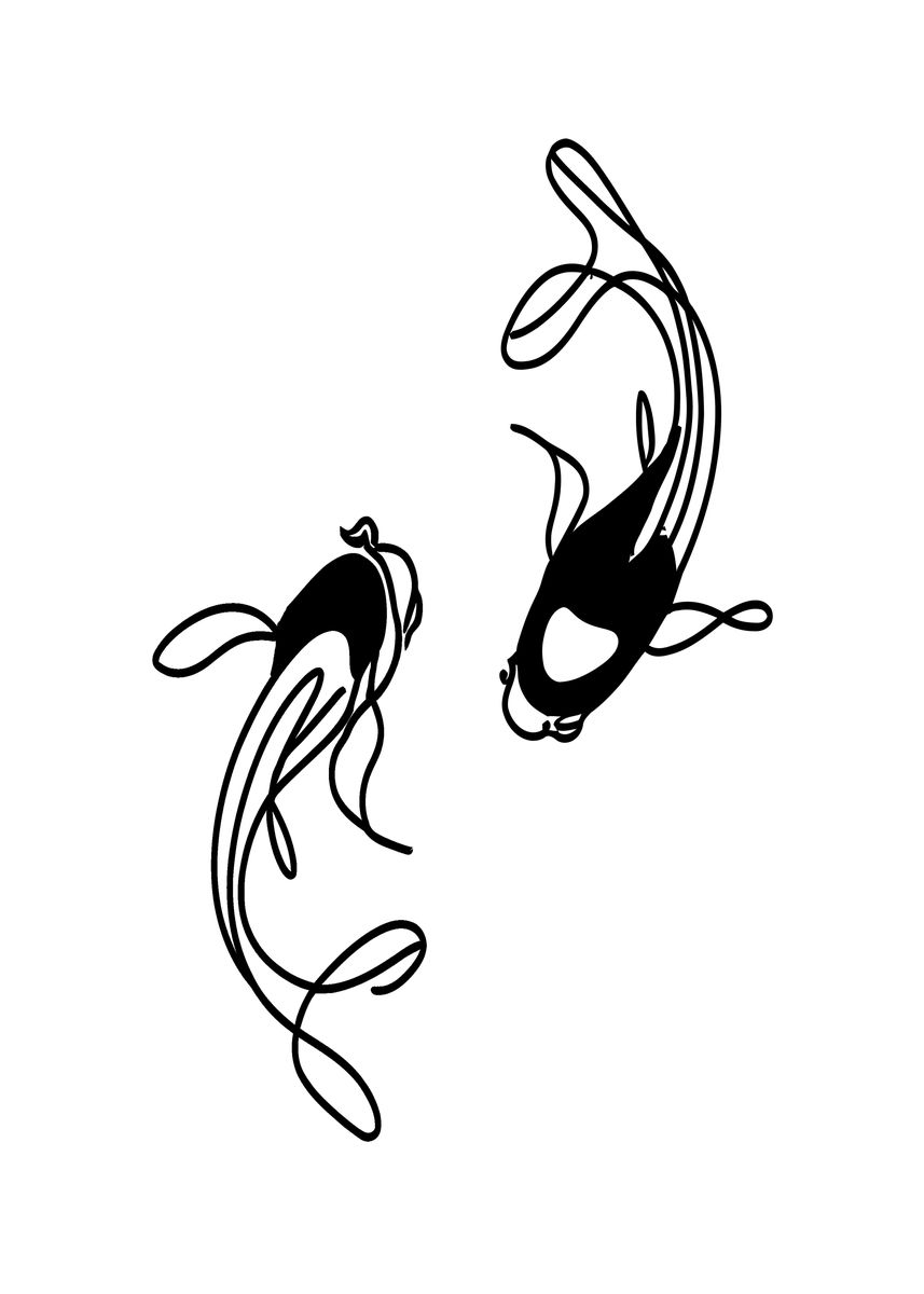 'Koi Fish Line Art' Poster, picture, metal print, paint by Mindlines ...