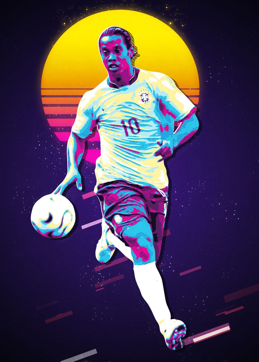 'ronaldinho Retro Soccer Player' Poster, picture, metal print, paint by ...
