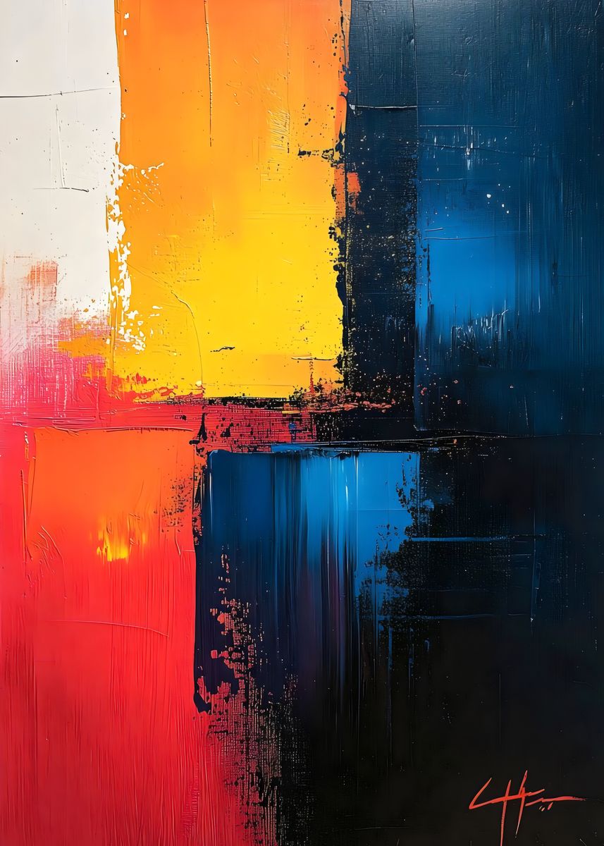 'Vivid Abstract Color Blocks' Poster, picture, metal print, paint by ...