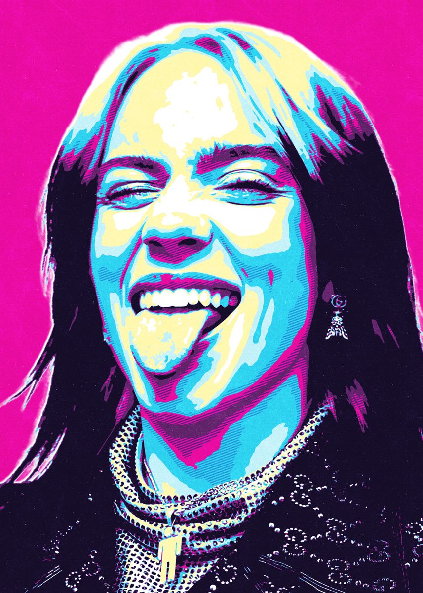 'Billie Eilish Pop Art Portrait' Poster, picture, metal print, paint by ...
