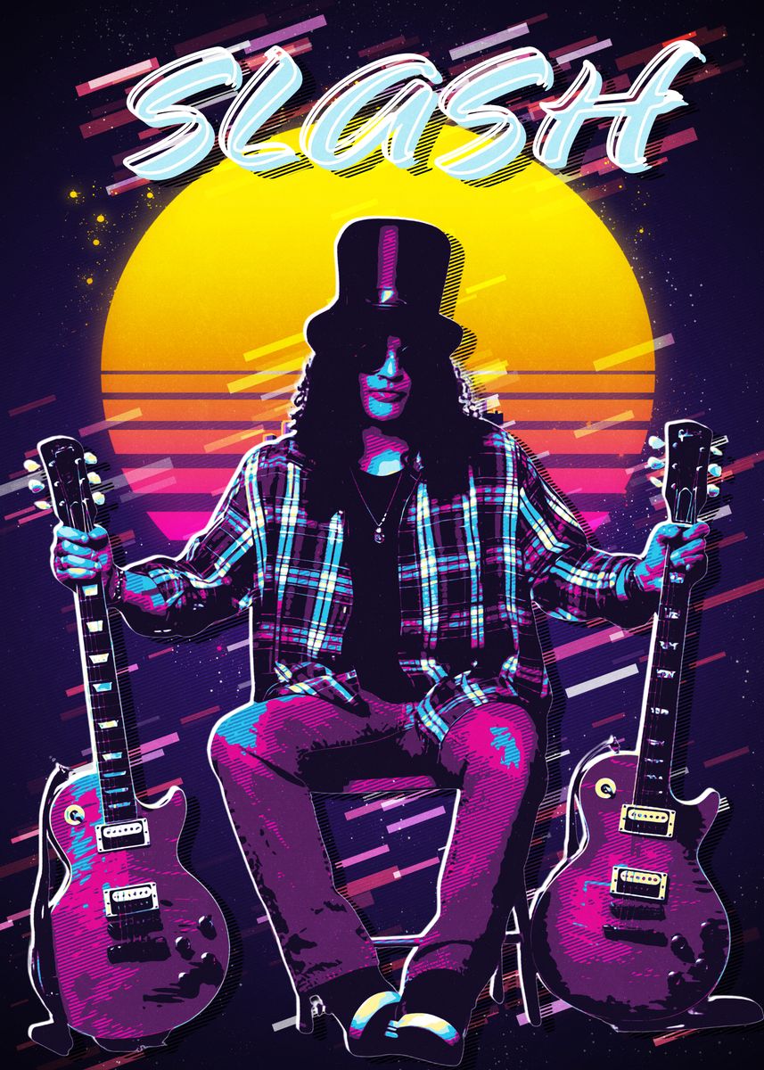 'Slash Retro Poster' Poster, picture, metal print, paint by SAMSUL ...