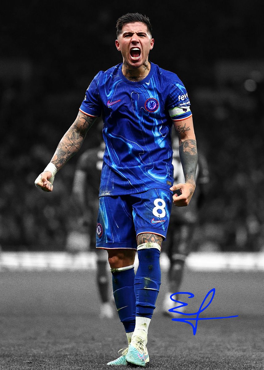'Enzo Fernandez' Poster, picture, metal print, paint by SA KE | Displate