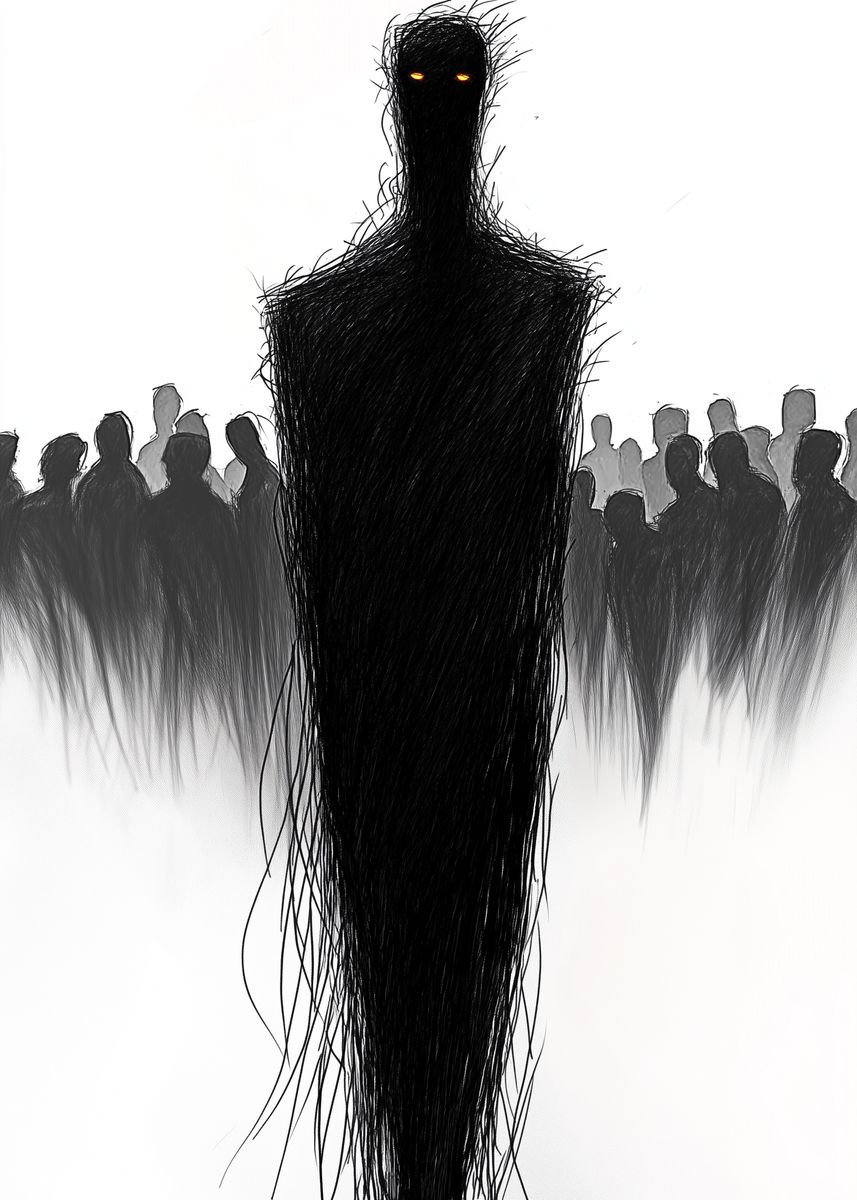 'Shadow Figure with Crowd' Poster, picture, metal print, paint by ...