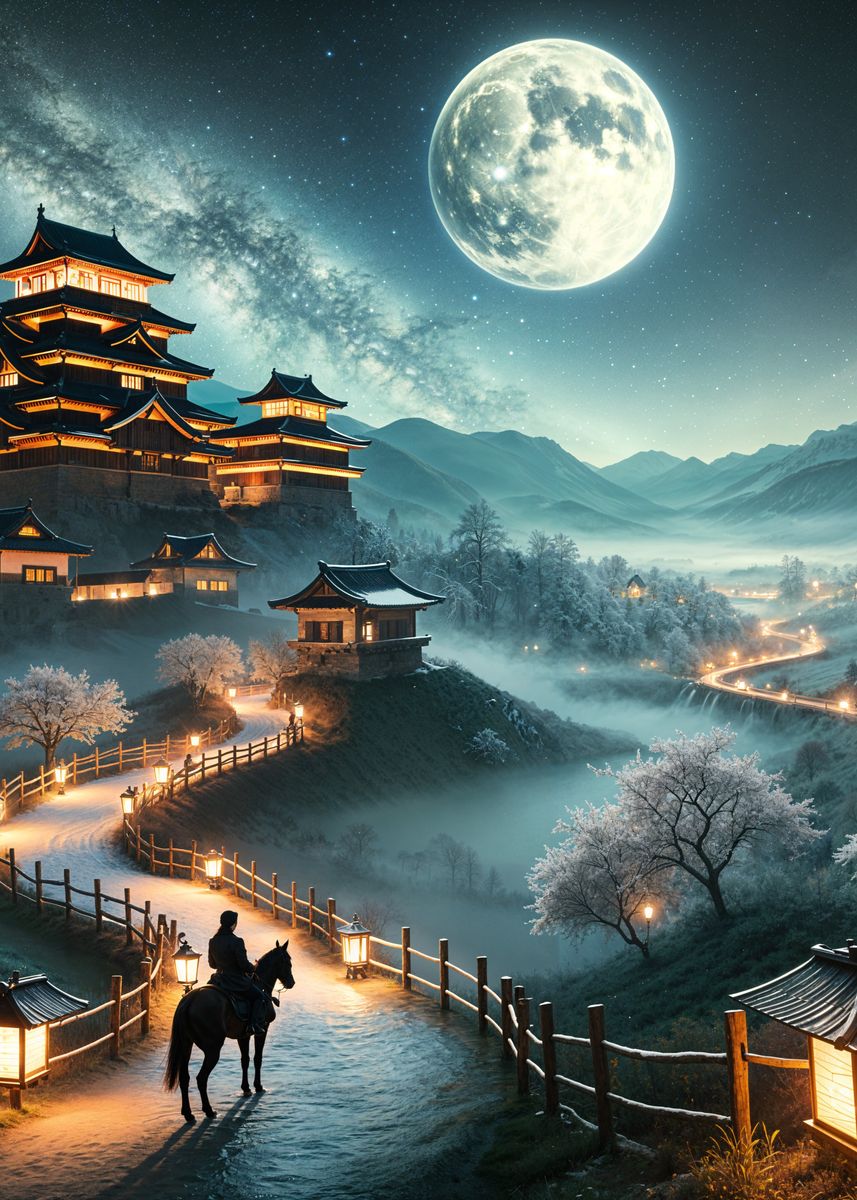 'Japanese Night Scene' Poster, picture, metal print, paint by J4PP3 ...