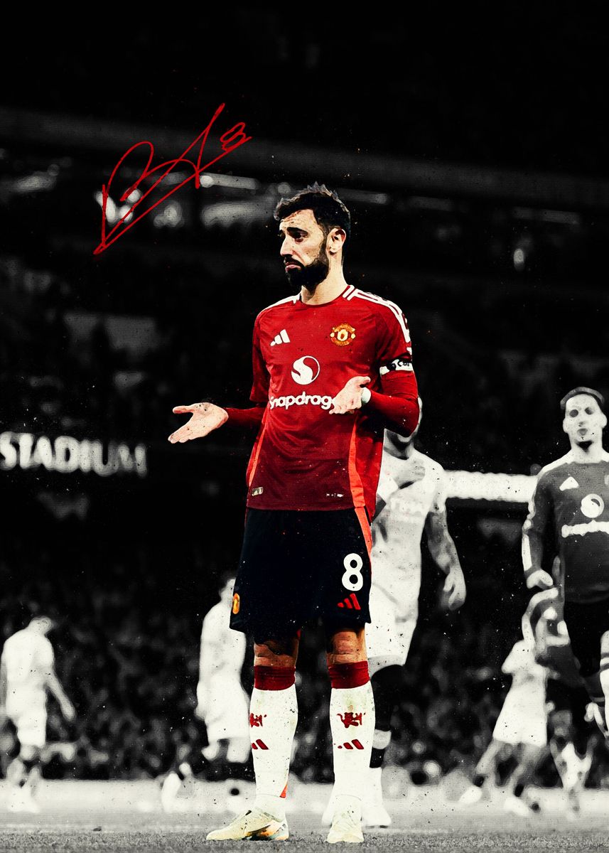 'Bruno Fernandes Manchester' Poster, picture, metal print, paint by ...