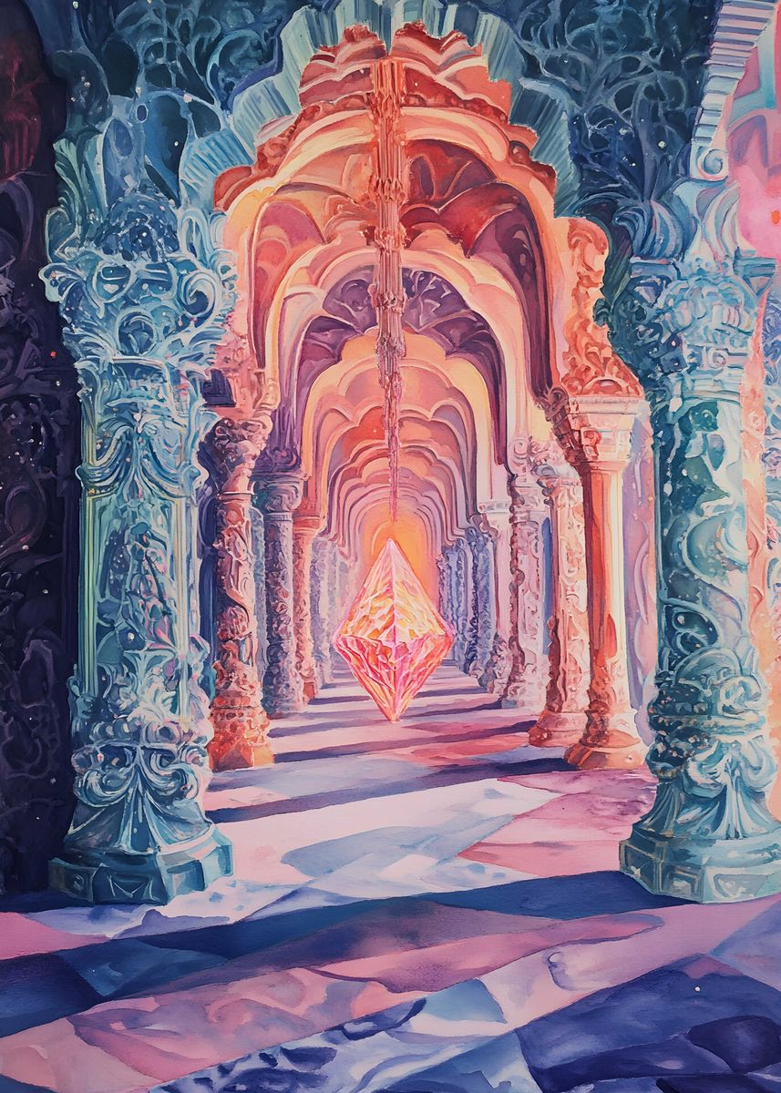 'A labyrinth of mirrors holds' Poster, picture, metal print, paint by ...