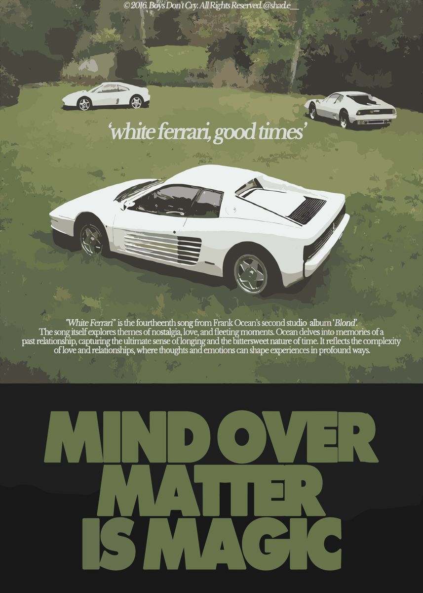 'Frank Ocean Blond White Ferrari' Poster, picture, metal print, paint ...