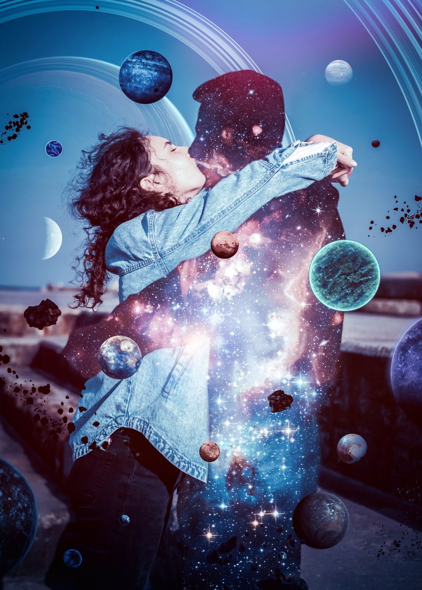 'Cosmic Embrace the Universal Love' Poster, picture, metal print, paint ...