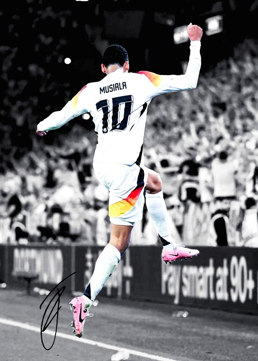 'Musiala Soccer Celebration' Poster, picture, metal print, paint by ...
