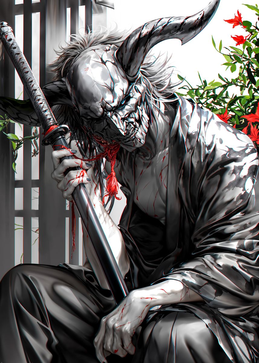 'Samurai monster' Poster, picture, metal print, paint by Adel S | Displate