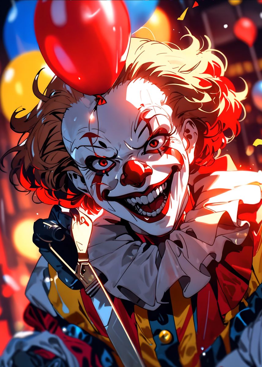 'Creepy Clown Portrait' Poster, picture, metal print, paint by ...