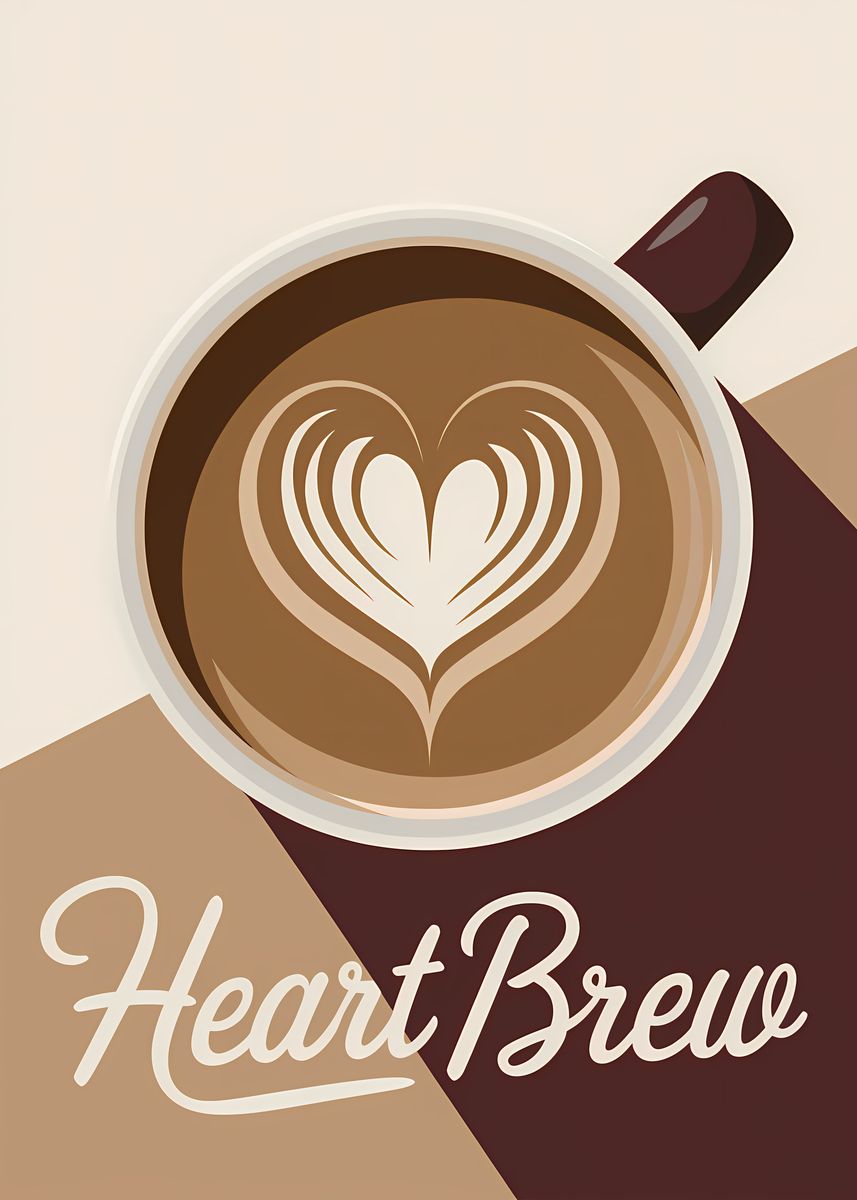 'Heart Brew Coffee' Poster, picture, metal print, paint by EpicWall ...