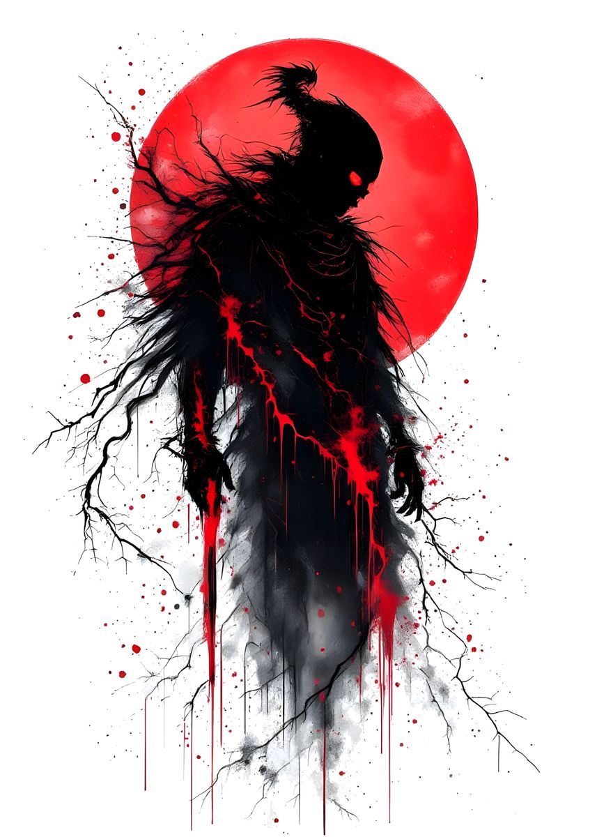 'Red Moon Samurai' Poster, picture, metal print, paint by VoloSha ...