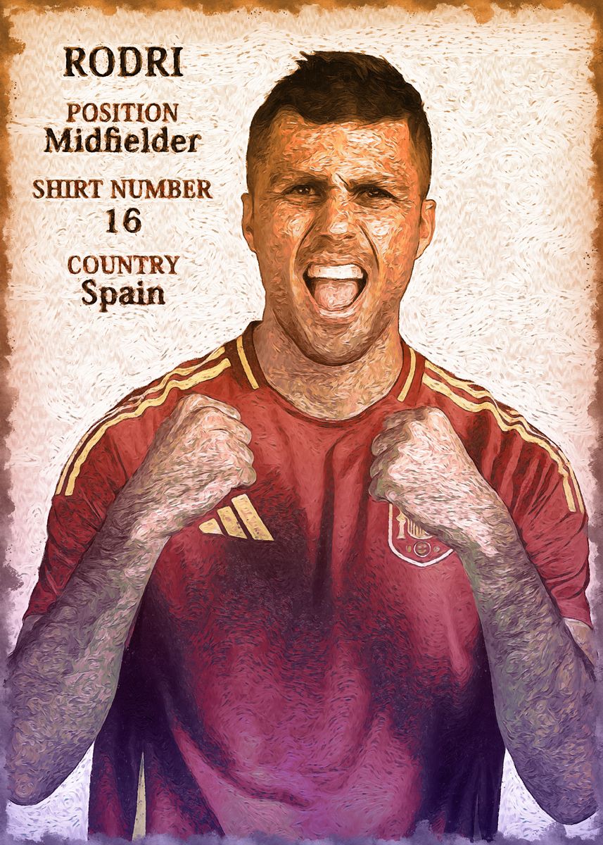 'Rodri - Spanish Midfielder' Poster, picture, metal print, paint by ...