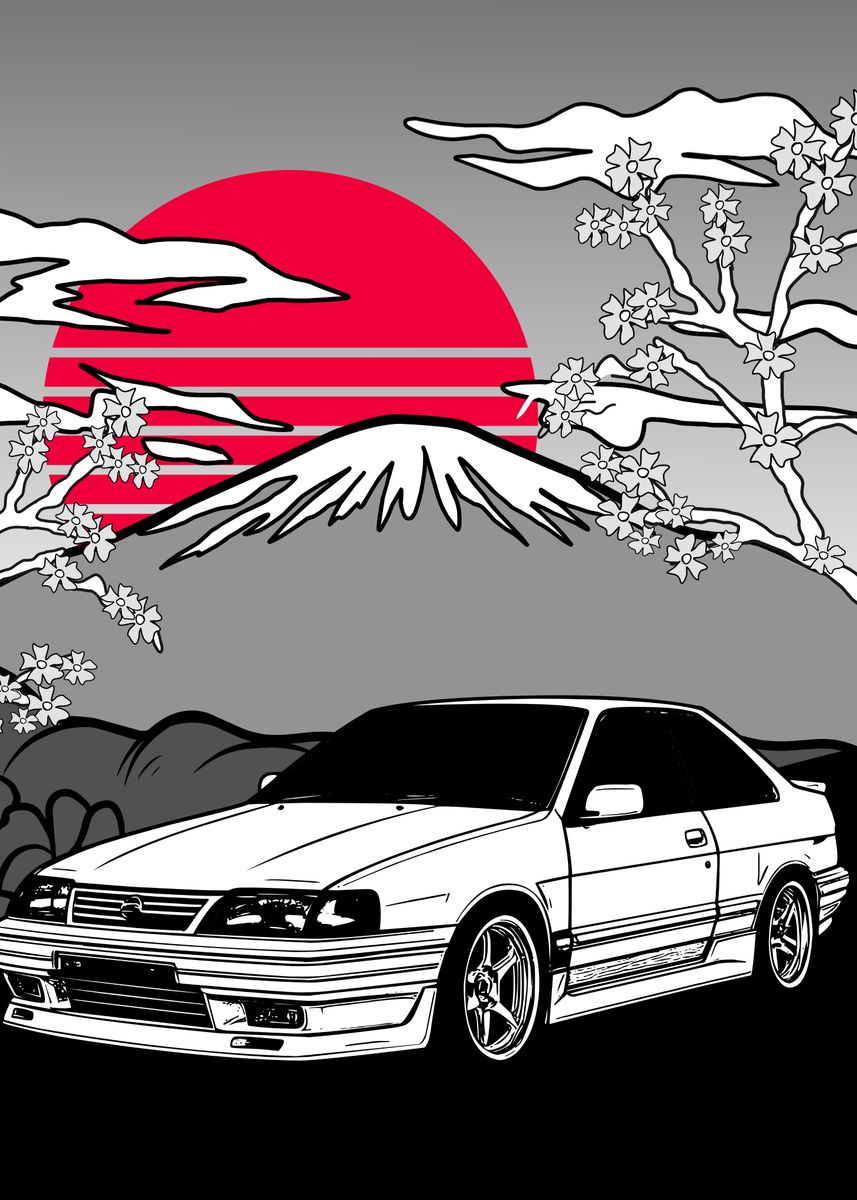 'Japanese Car Illustration' Poster, picture, metal print, paint by ...