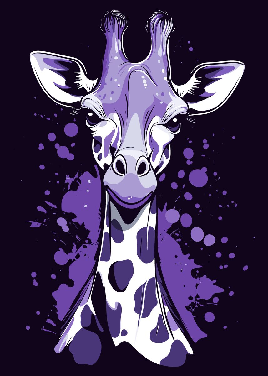 'Purple Giraffe Portrait' Poster, picture, metal print, paint by pixelbull Medieval Art and More ...