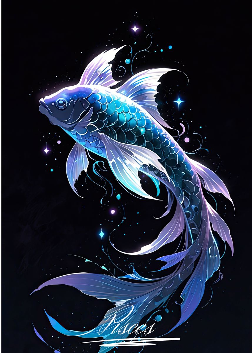 'Pisces Zodiac Fish' Poster, picture, metal print, paint by Spake ...