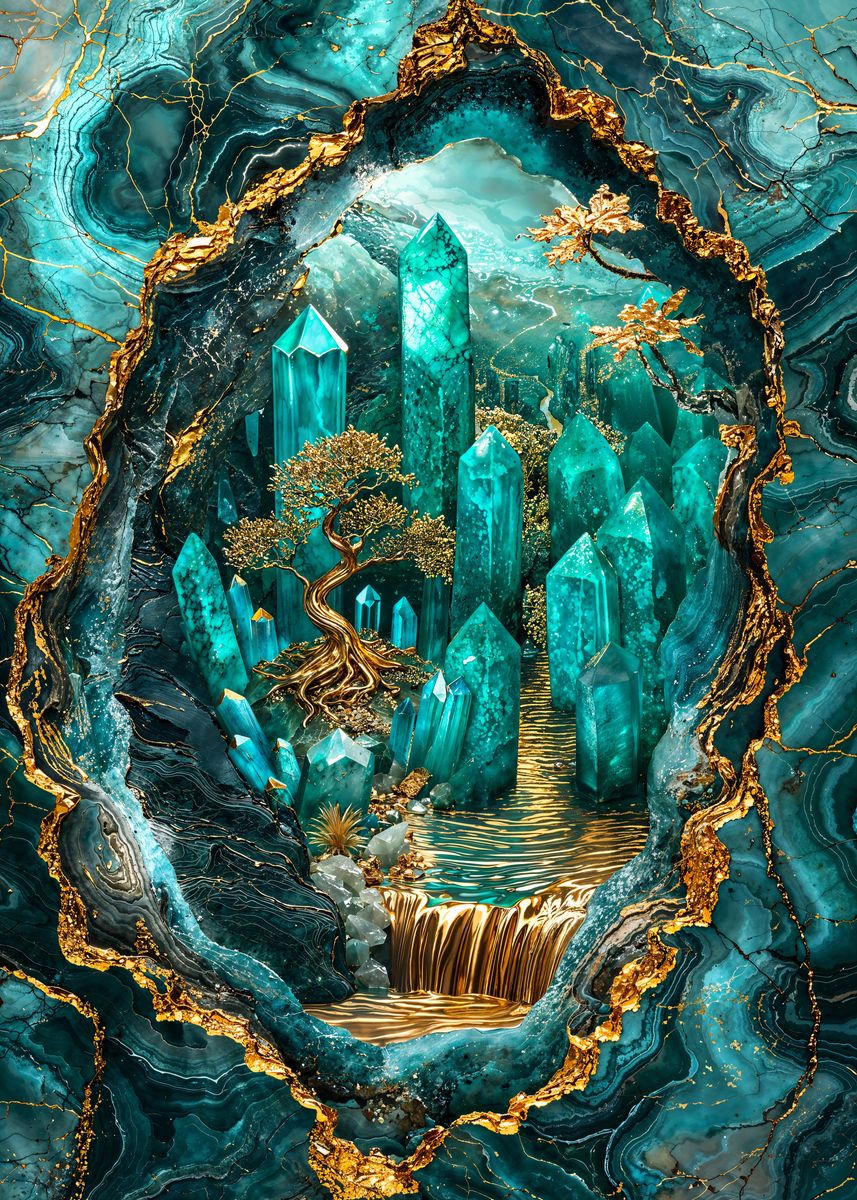 'Enchanted Crystal Cavern' Poster, picture, metal print, paint by ...