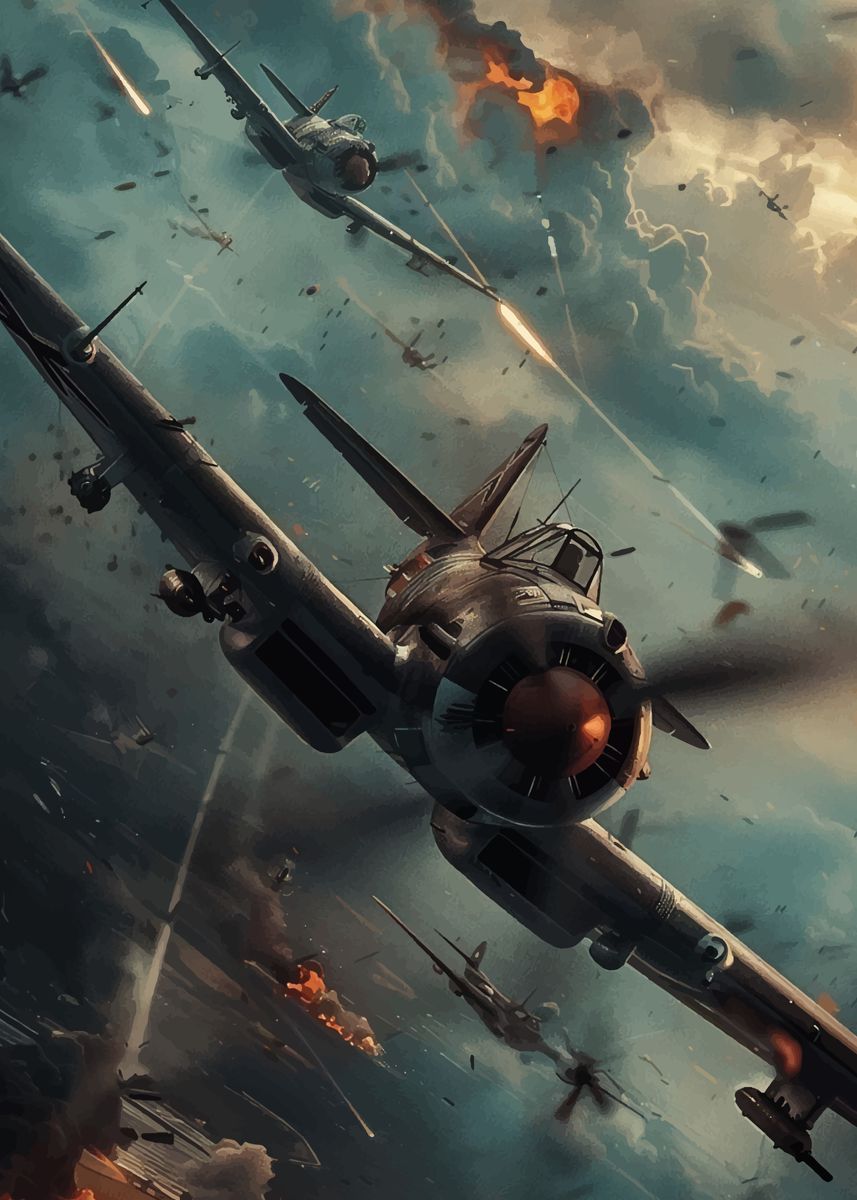 'WWII Dogfight' Poster, picture, metal print, paint by kapten wowok ...