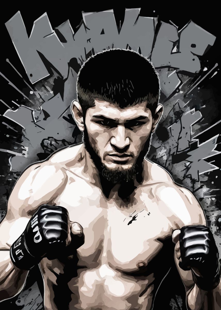 'Khabib Nurmagomedov MMA Portrait' Poster, picture, metal print, paint ...