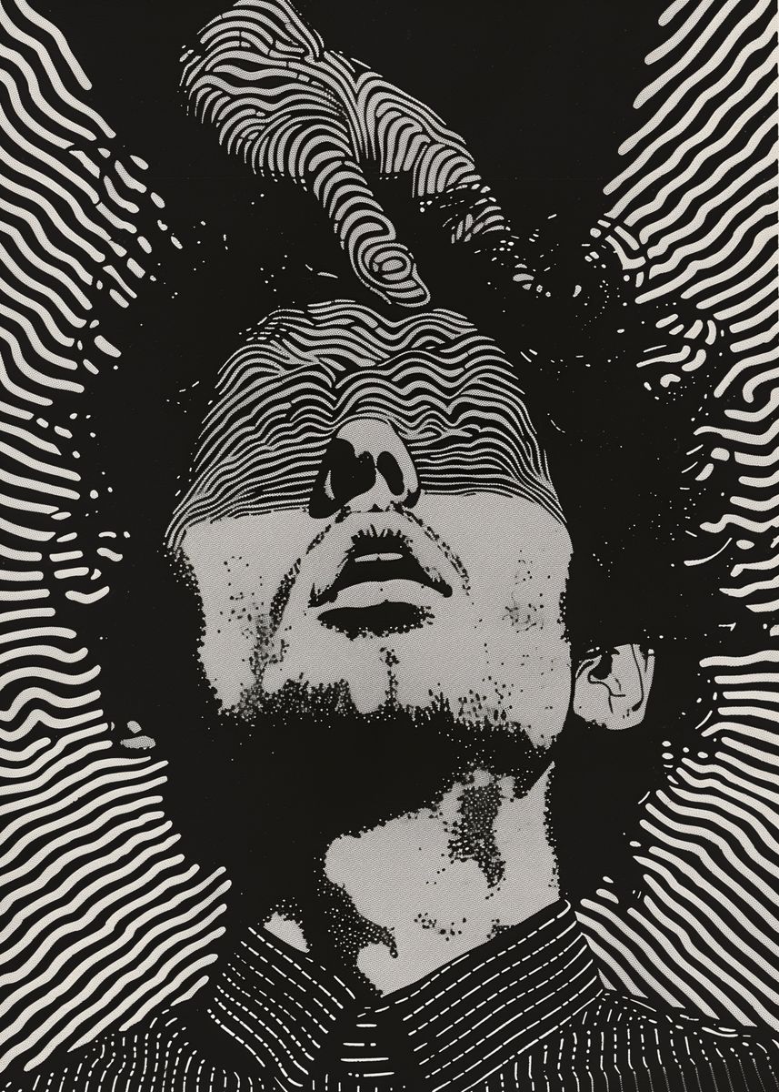 'Abstract Portrait with Lines' Poster, picture, metal print, paint by ...